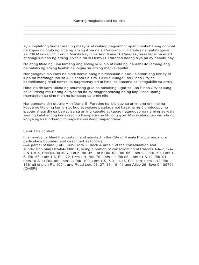 Sample Kasulatan | PDF