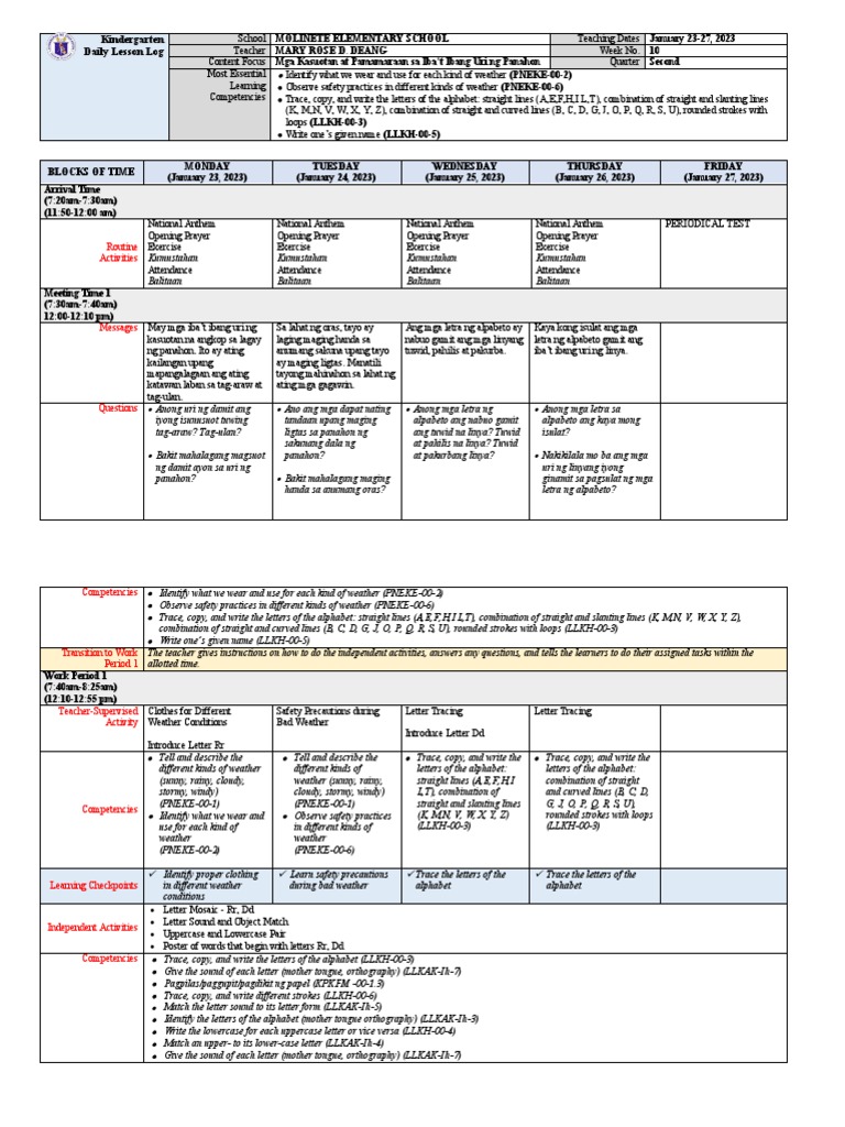 Kindergarten DLL MELC Q2 Week 10 Asf | PDF