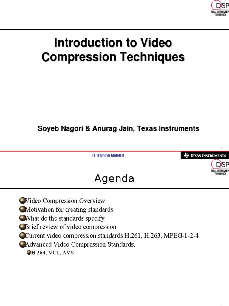 Introduction To Video Compression Techniques | PDF | Data Compression ...
