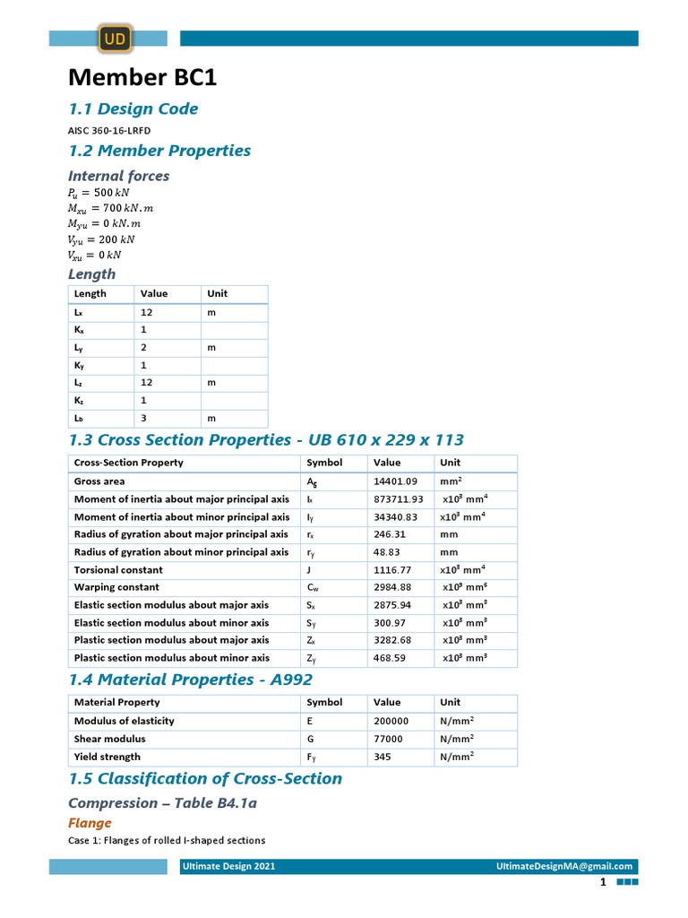 Beam Columns Design According To AISC 360-16-LRFD | PDF | Buckling ...