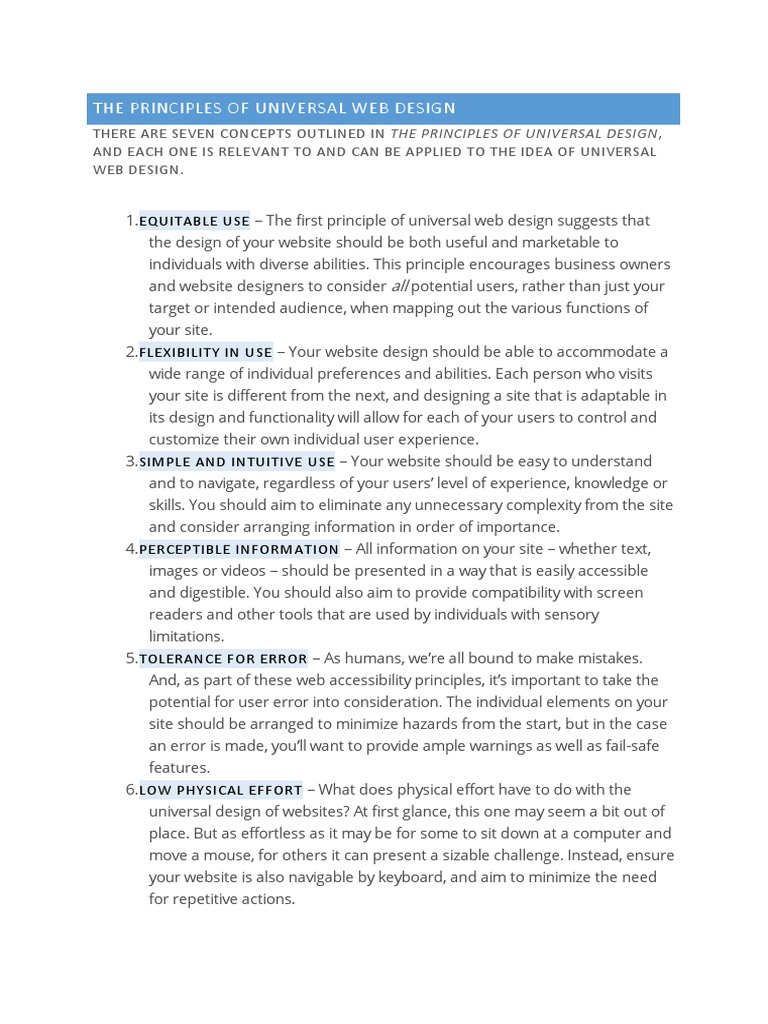 Universal Web Design Principles Explained | PDF | Web Design | World ...
