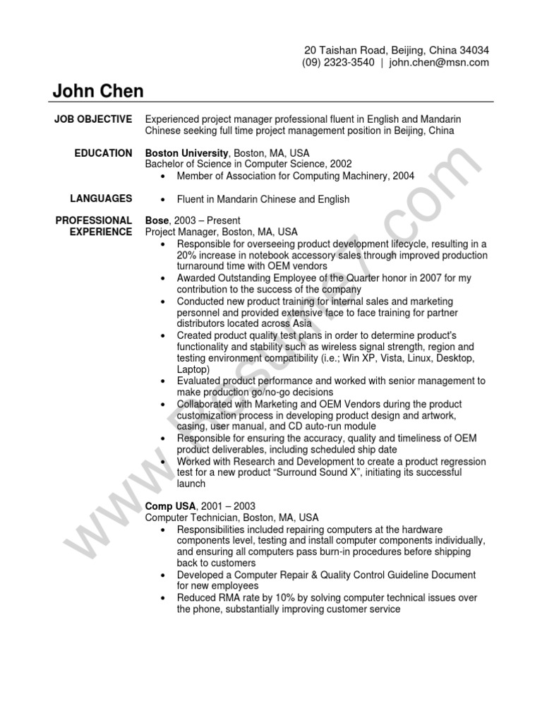 Product Manager Resume Sample | Download Free PDF | Laptop | Windows Vista