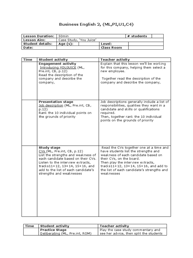 Business English: You Juice Case Study | PDF | Résumé | Cognition