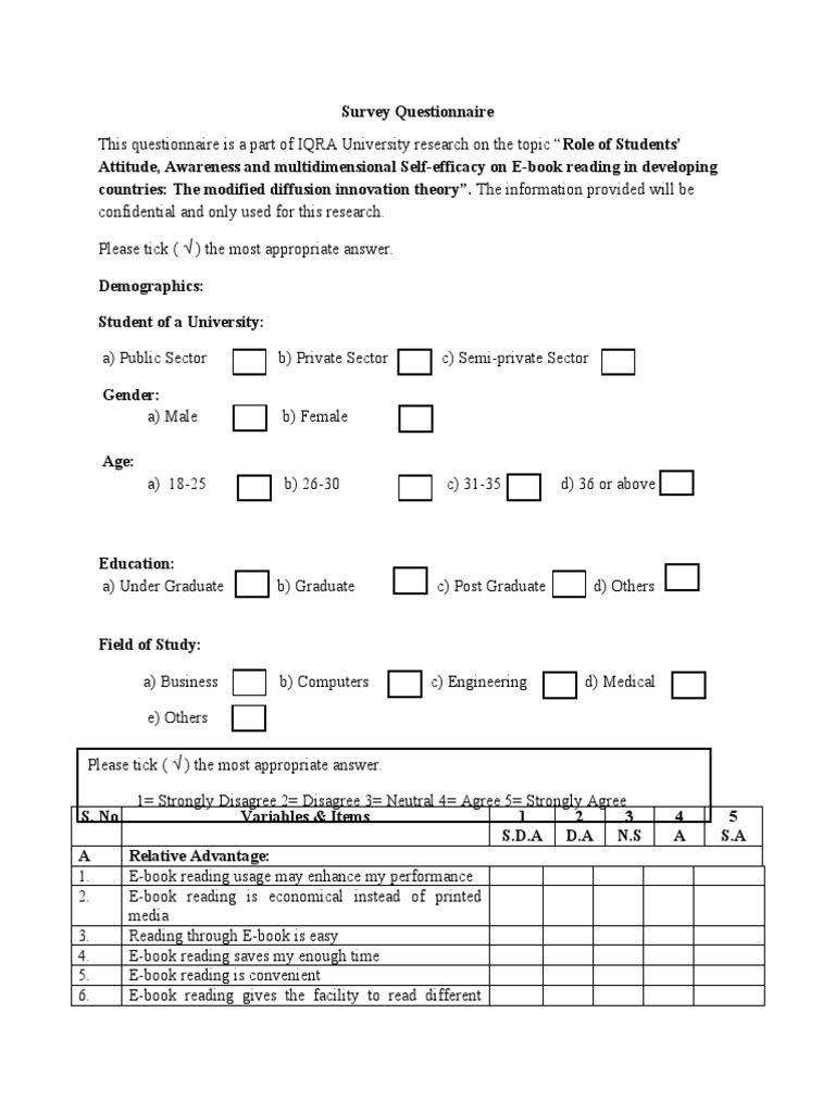 Survey Questionnaire Research Method and Skills | PDF | Behavioural ...