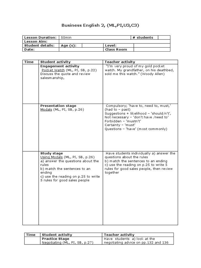 Business English 2, (ML, PI, U3, C3) | PDF | Learning | Communication