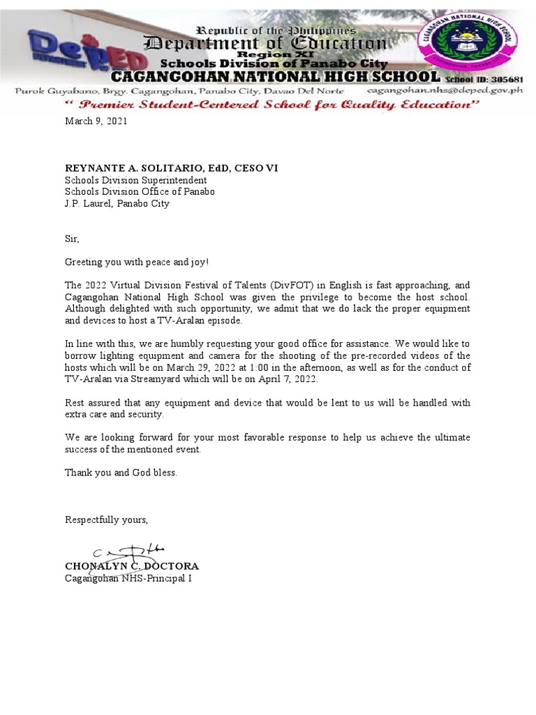 LIGHTS and CAM REQUEST LETTER | PDF