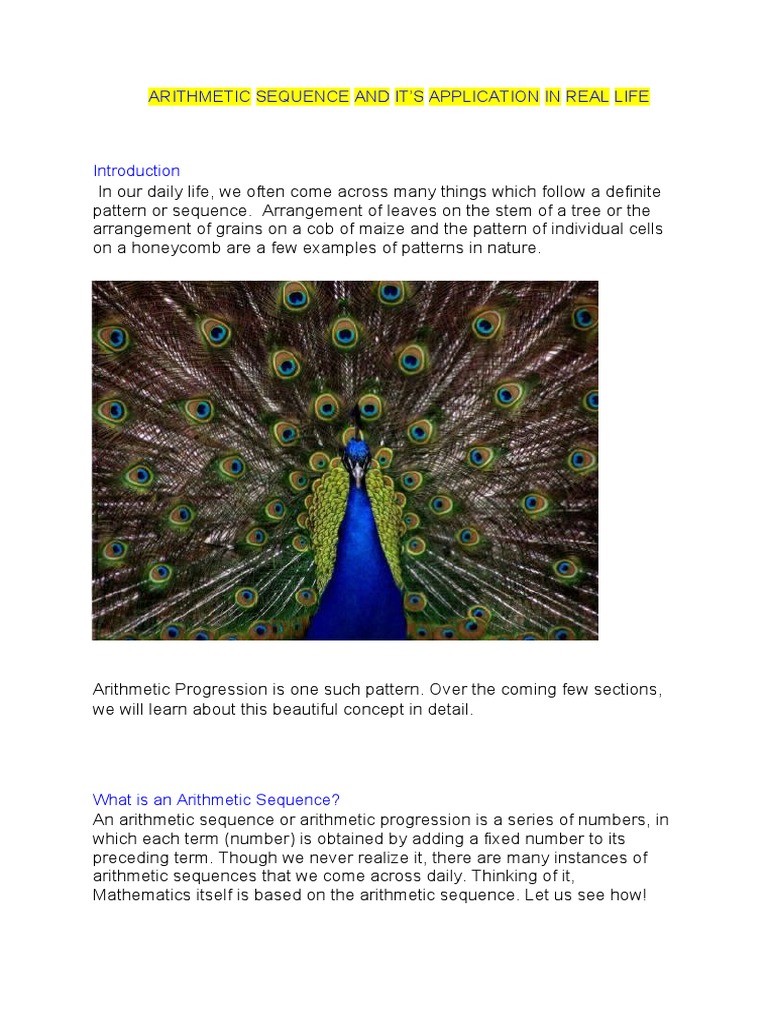 Arithmetic Sequence and It'S Application in Real Life | PDF ...