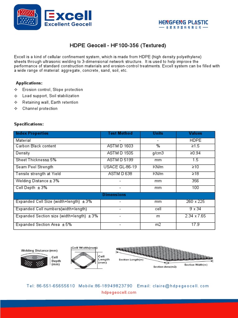 TechData Excell HF100 356 Textured Hengfeng Plastic GB Standard | PDF