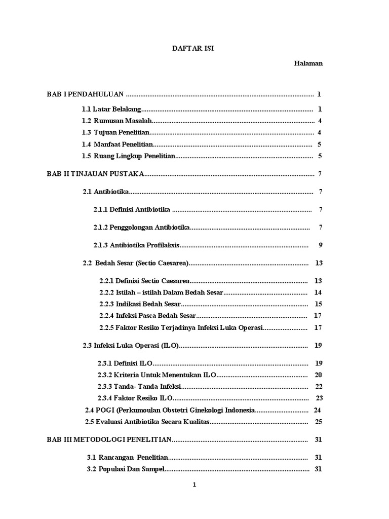 Daftar Isi Proposal | PDF
