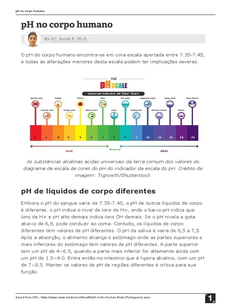 PH No Corpo Humano | Download grátis PDF | Ph | Sangue