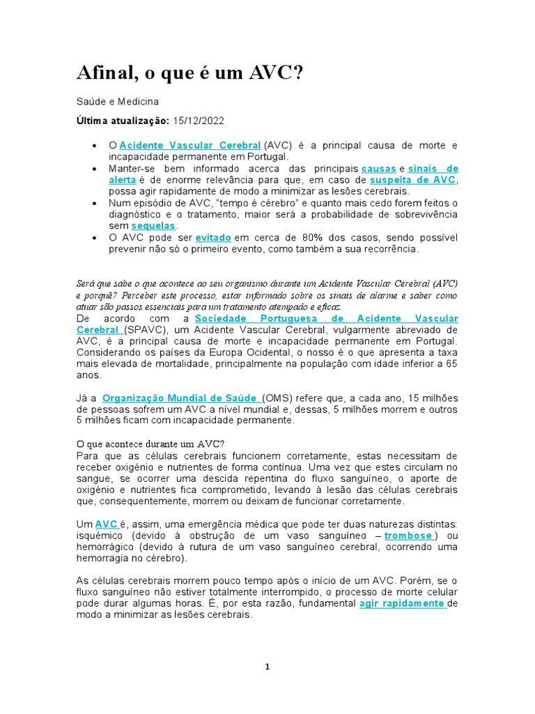 Afinal Avc | PDF | AVC | Epidemiologia