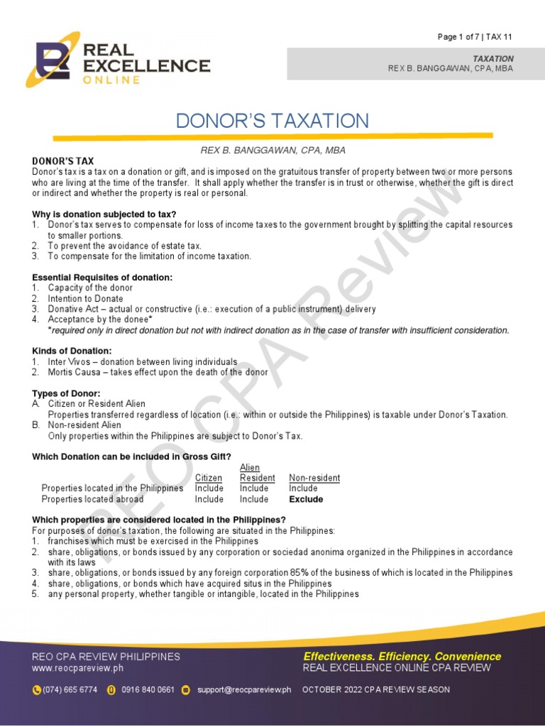 Analysis of the Taxation of Donations in the Philippines | PDF | Taxes ...