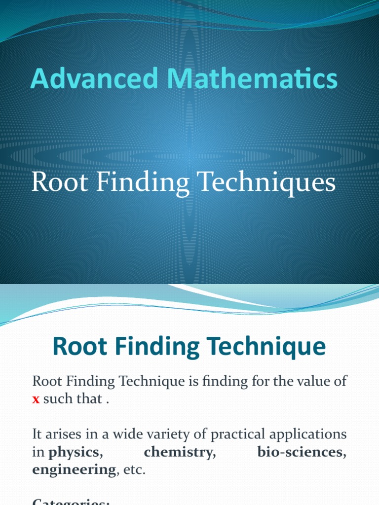 Root Finding Techniques Pdf Numerical Analysis Mathematical Relations 