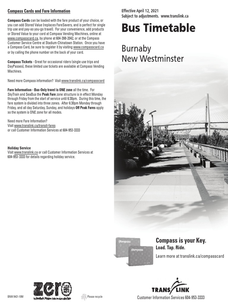 Bus Timetable Burnaby - New Westminster, Canada | PDF | Transport ...