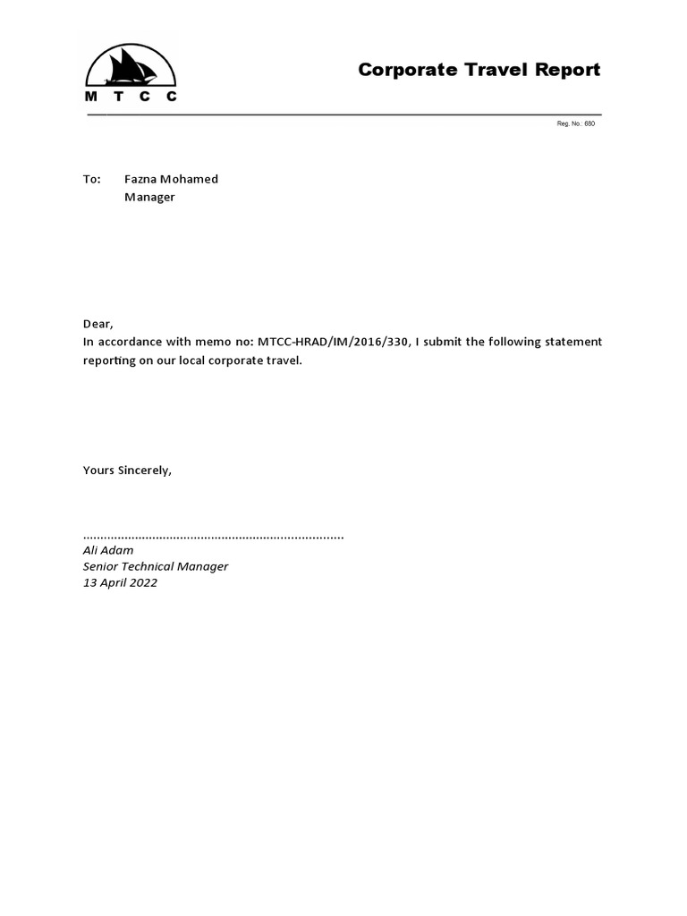 Corporate Travel Report: Kobelco Training | PDF | Business | Finance ...