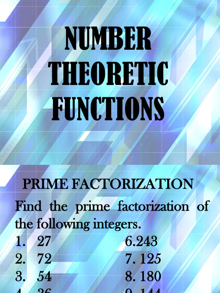Lecture On Number Theoretic Functions PDF | PDF | Mathematical Concepts ...