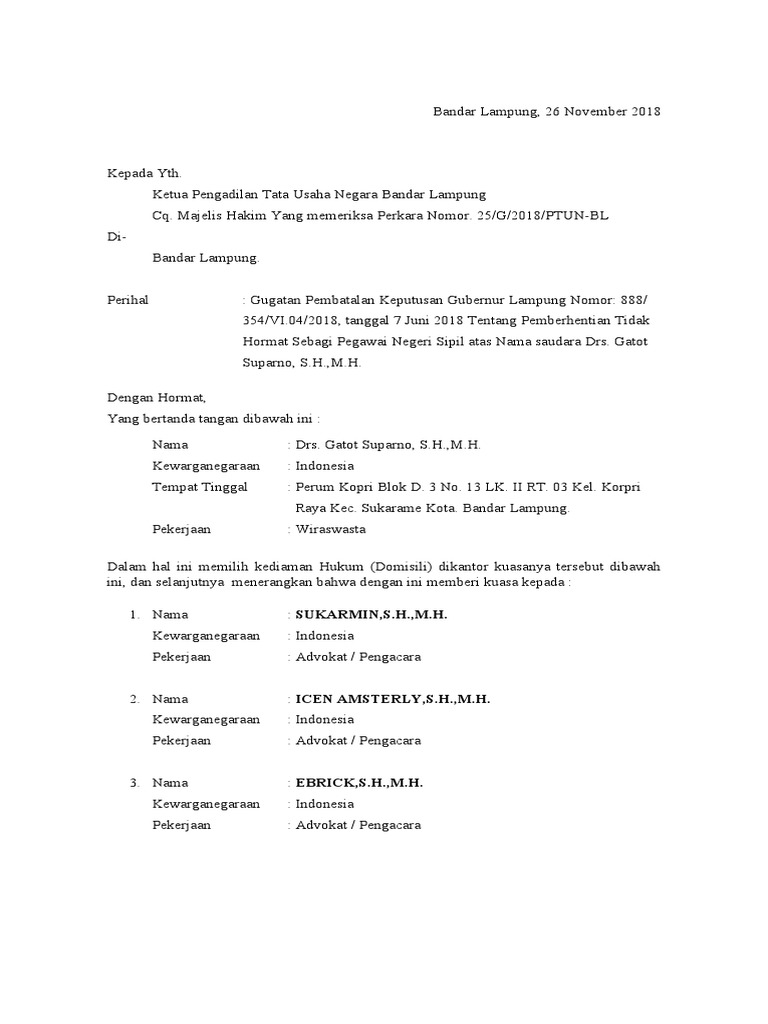 Gugatan Tun Gatot | PDF