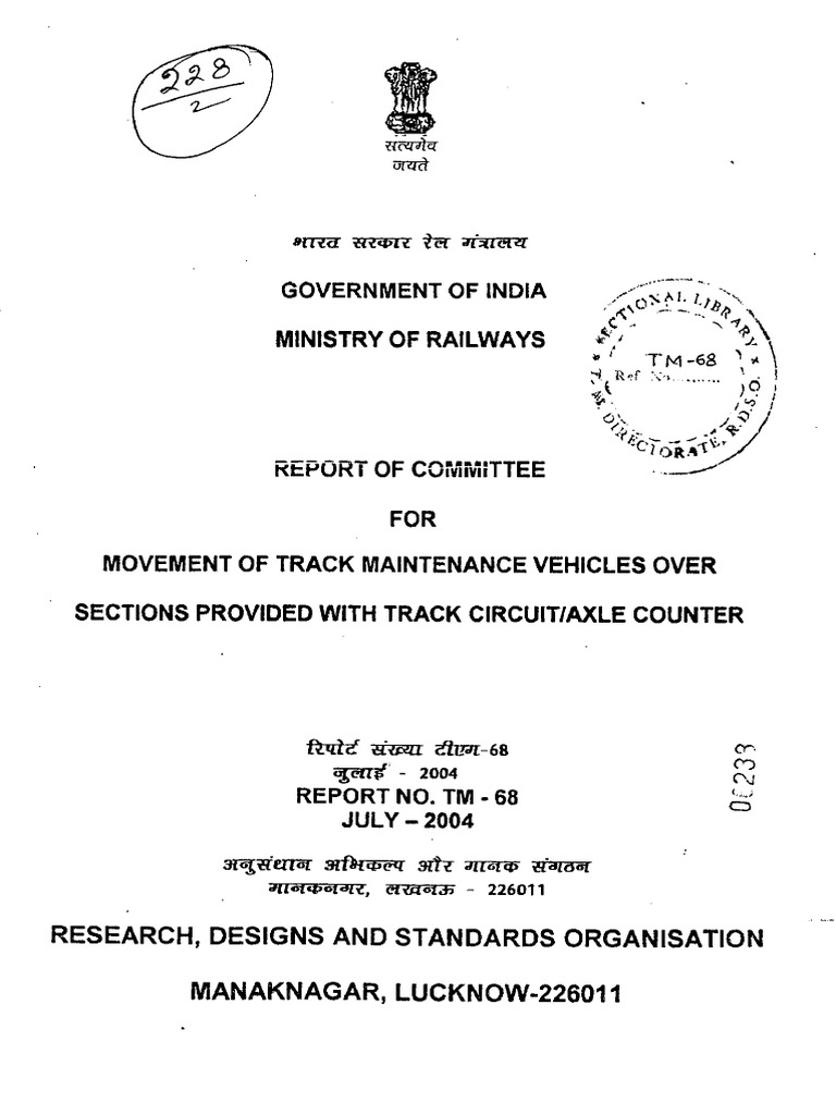 Special Maintenance Vehicles Causing Failures of Track Circuits and ...