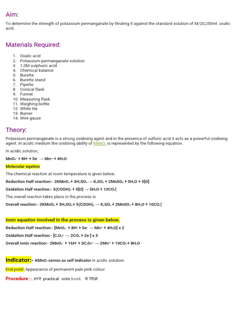 Chemistry Titration Guide | PDF | Science & Mathematics | Technology ...