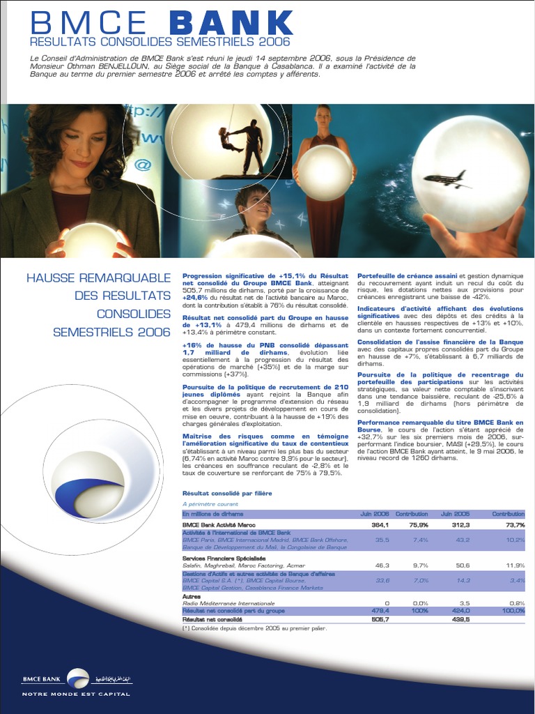 Résultats semestriels 2006 de BMCE Bank | PDF | Banques | Maroc