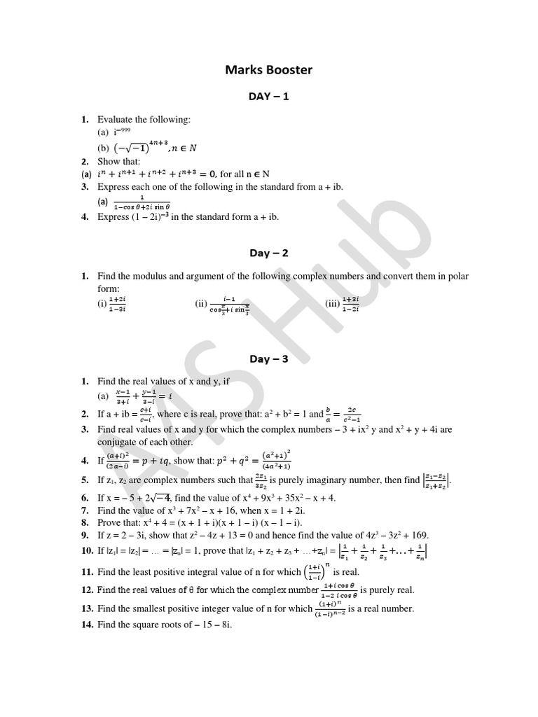 Marks Booster complex numbers problems and solutions | PDF | Complex ... Marks Booster complex numbers problems and solutions | PDF | Complex ...