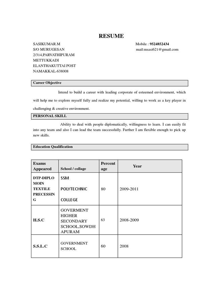 Sasikumar Resume | PDF