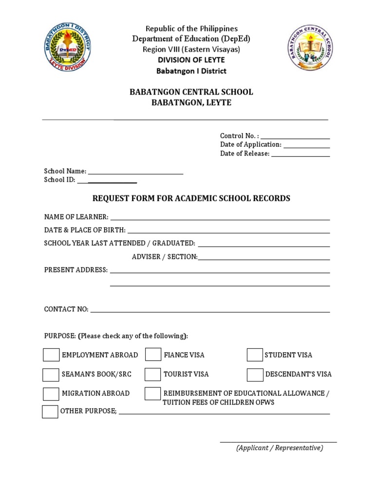 Academic Records Request Form | PDF