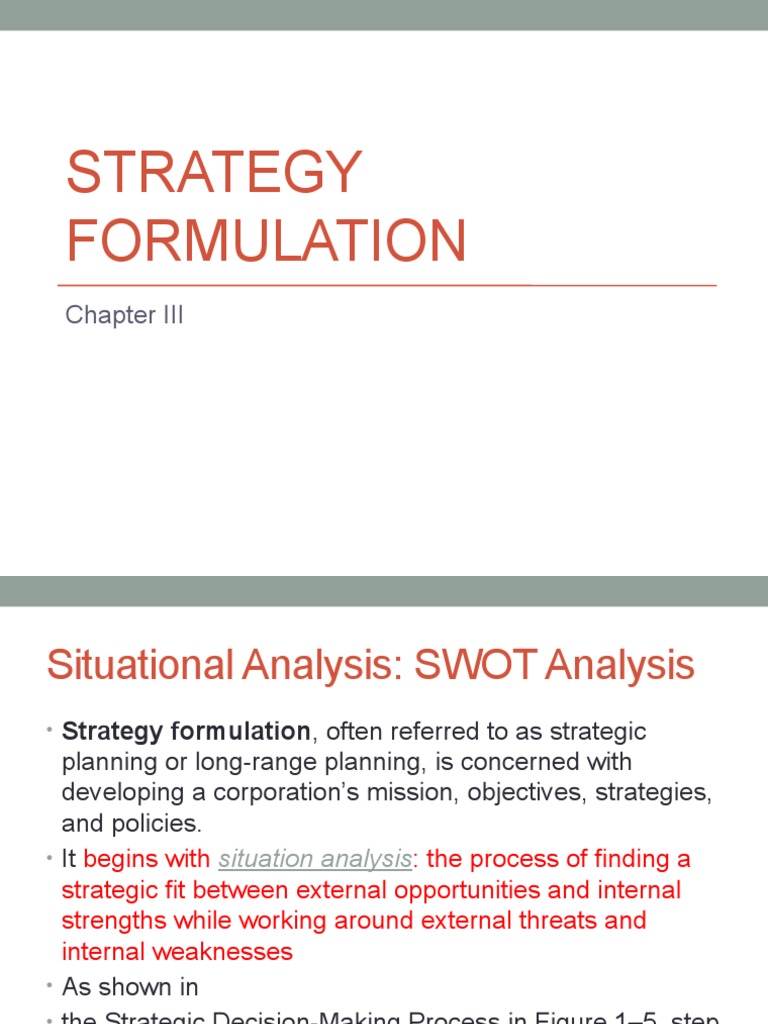 Chapter 3 ST Formulation | PDF | Strategic Management | Swot Analysis