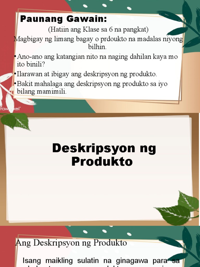 Deskripsyon NG Produkto | PDF