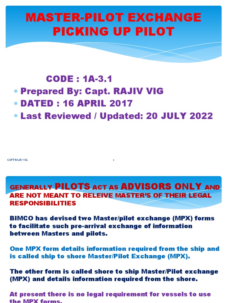 01A-3.1 - MASTER-PILOT EXCHANGE - Picking Up Pilot | Download Free PDF ...