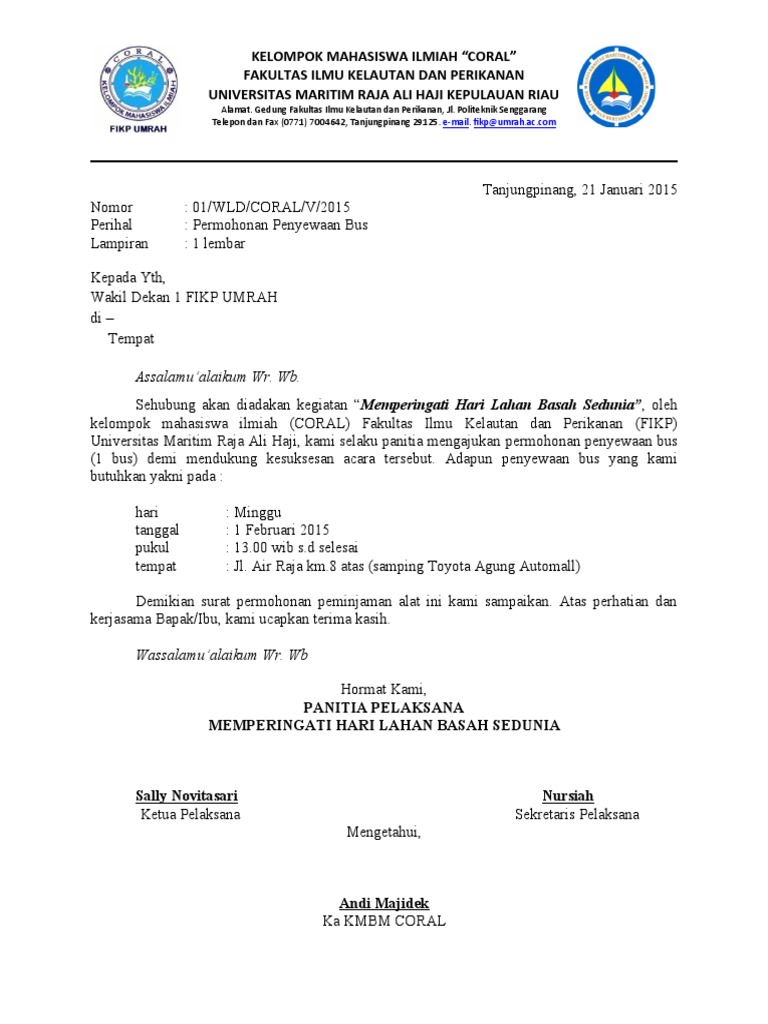 Surat Penyewaan Bus | PDF