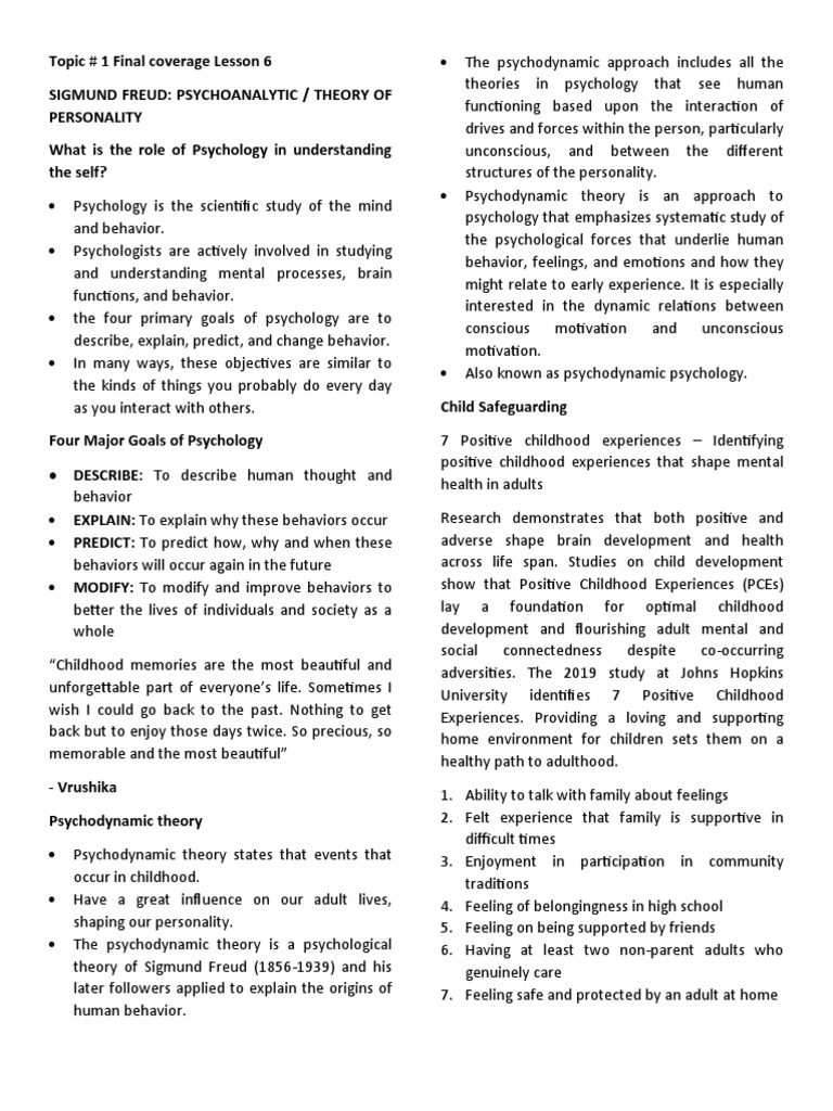 Freud's Psychoanalytic Theory Overview | PDF