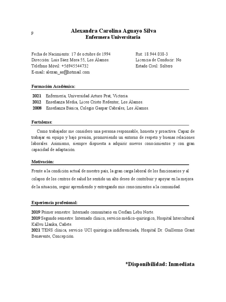 Curriculum Vitae Alexandra Aguayo Silva | PDF | Salud y bienestar