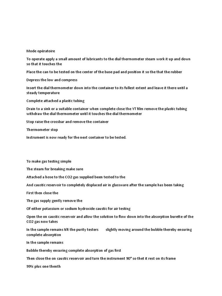 Mode Opératoire | PDF