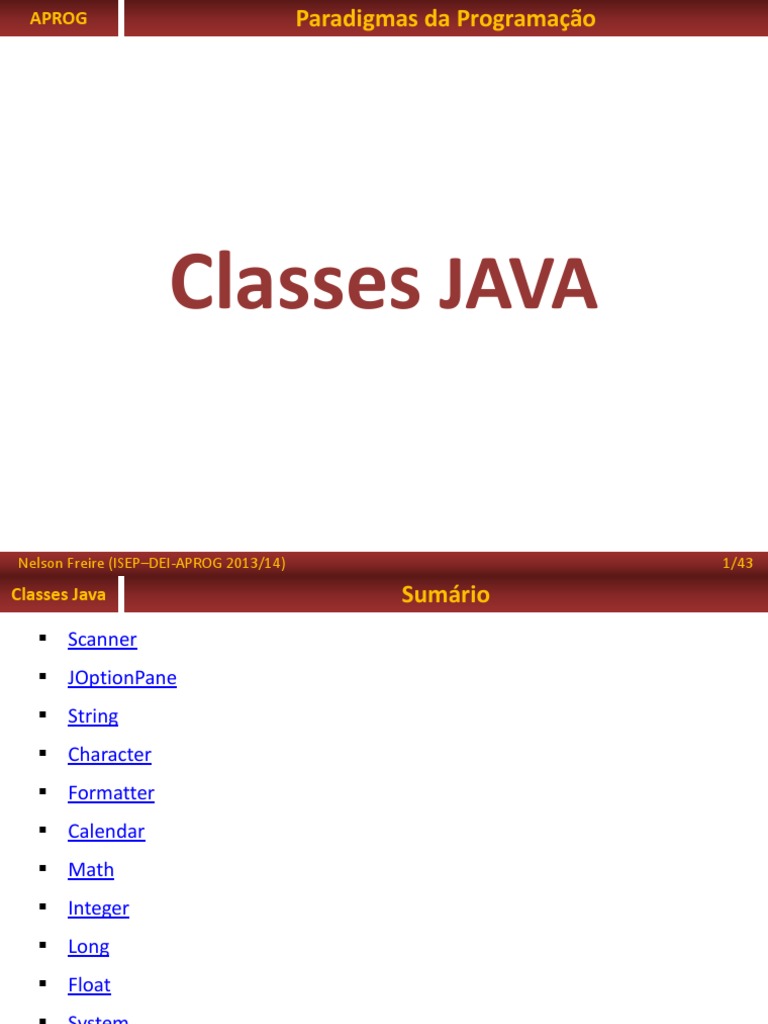 Java Classes Pdf Classe Programação De Computadores Java Linguagem De Programação