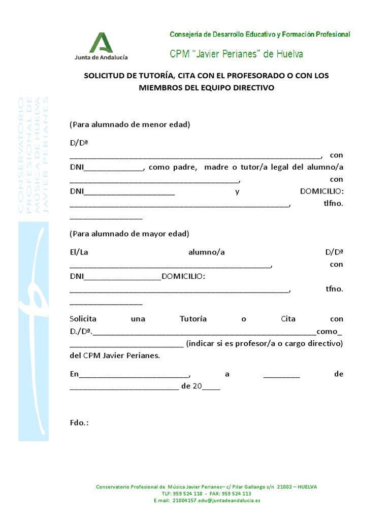 Solicitud Tutoria Cita Profesorado o Equipo Directivo | PDF