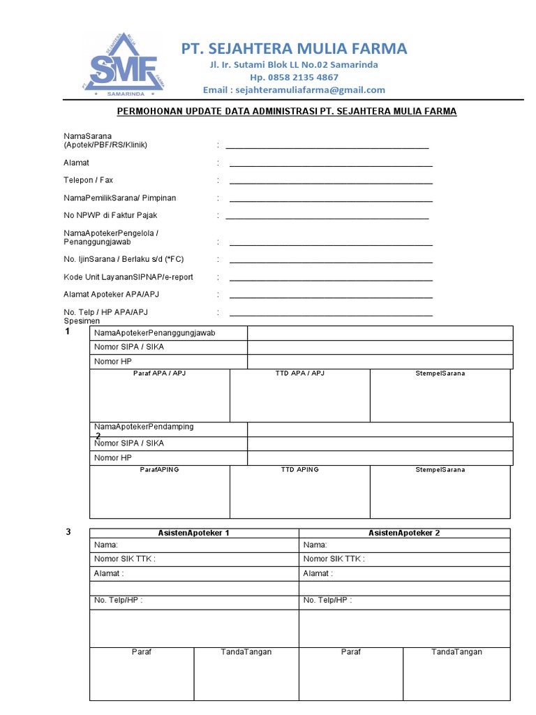 Format Permohonan Update Data PBF | PDF