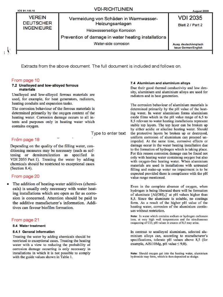 German Vdi 2035 Part2 | PDF