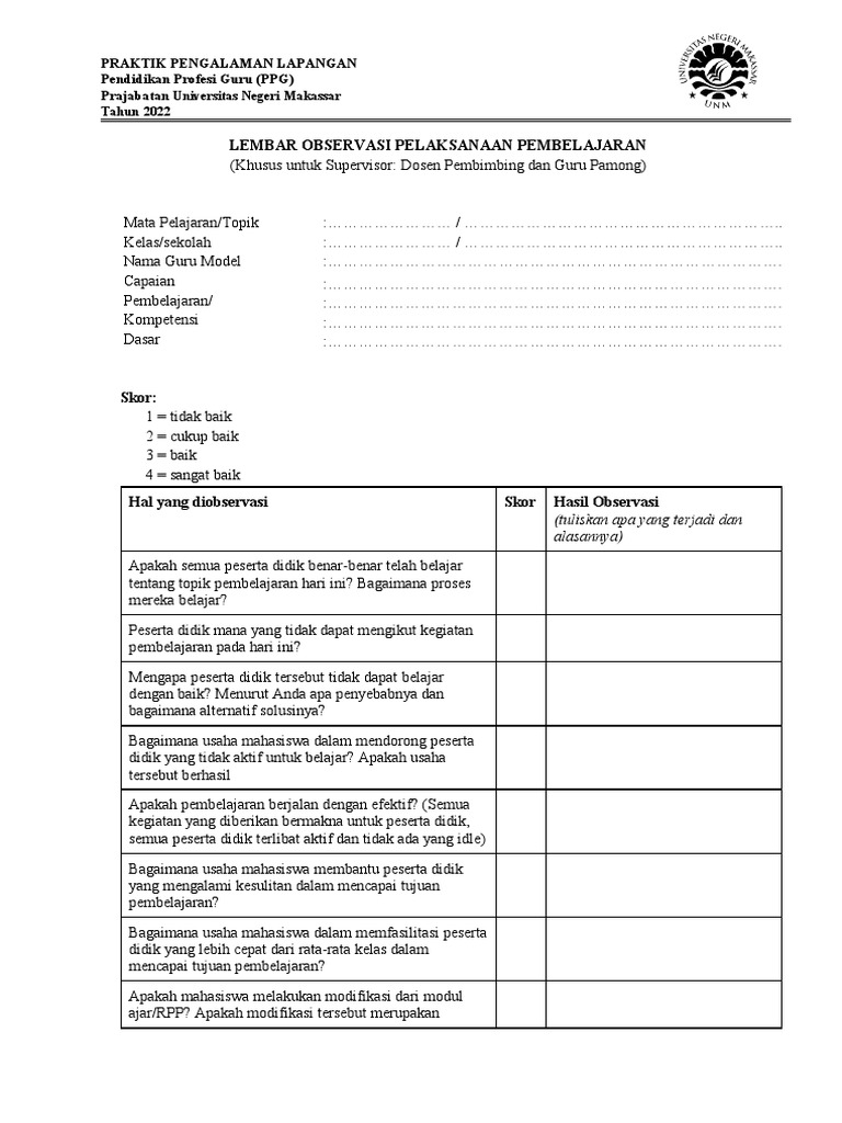 Format Penilaian PPG Prajab | PDF