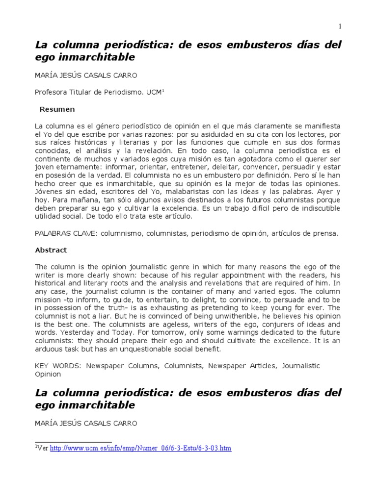 La columna periodística | Publicación | Ideologías | Prueba gratuita de ...