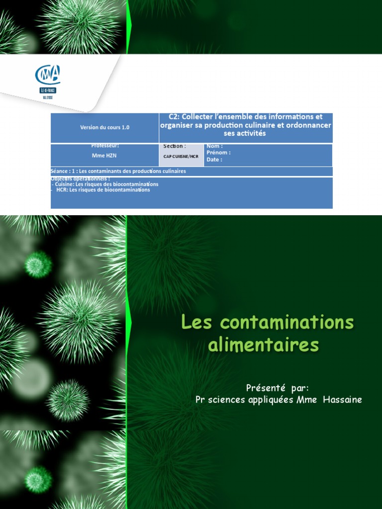 Les Contaminats de La Restauration | PDF | Intoxication alimentaire ...