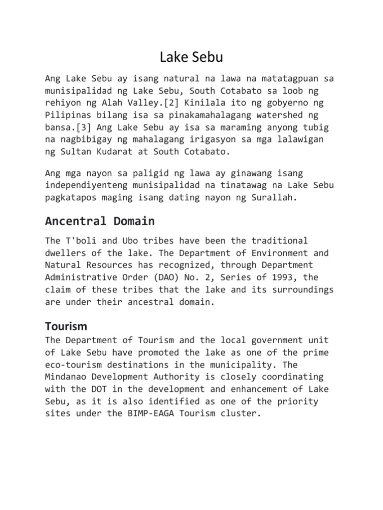 Lake Sebu | PDF