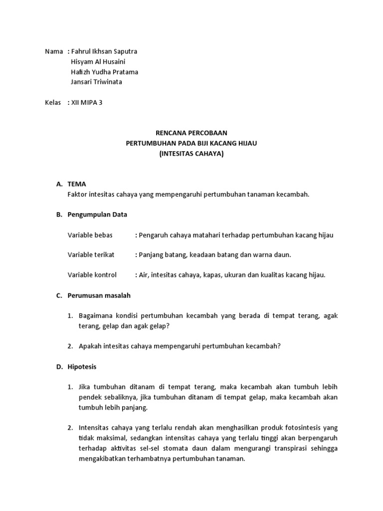 Rancangan Percobaan Kelompok 5 | PDF