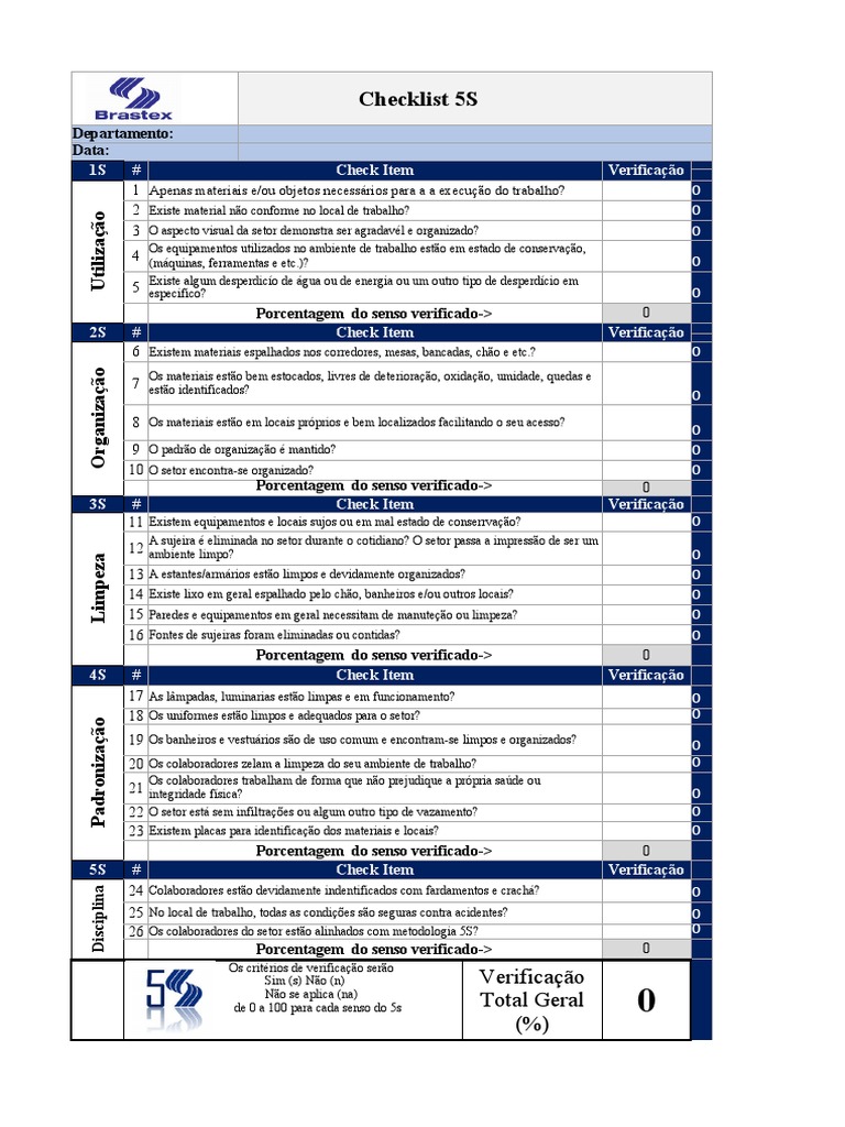 CHECKLIST DO 5S Produção Eng | Download grátis PDF | Desperdício
