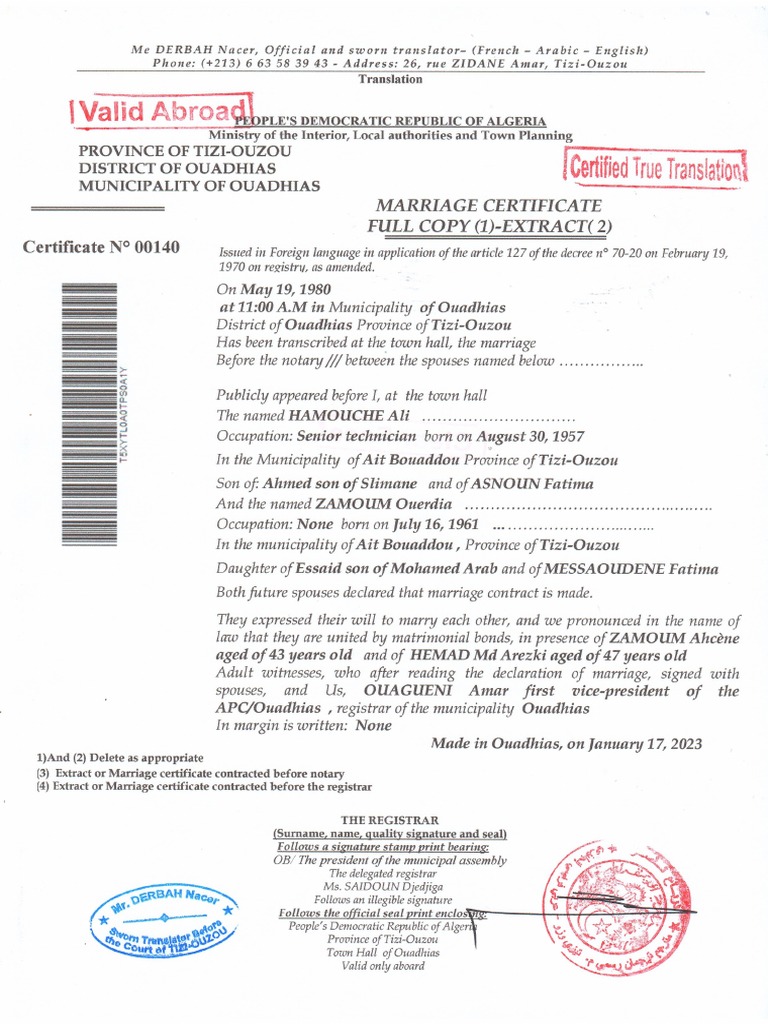 Marriage Certificate - Copie | PDF