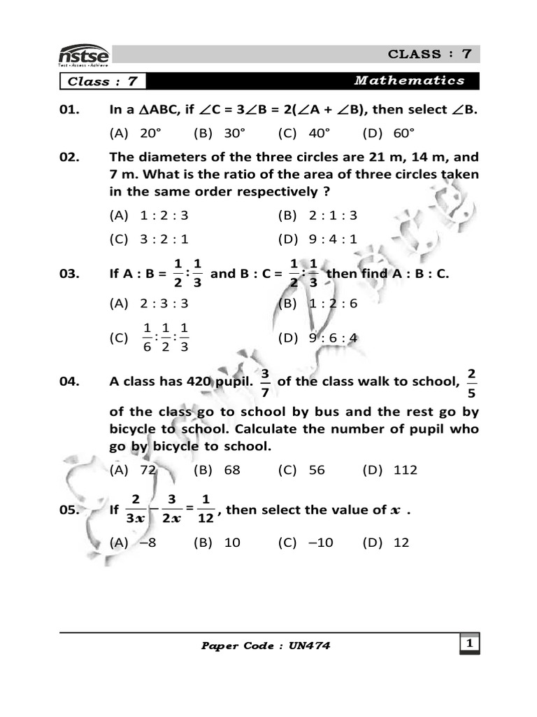 NSTSE Class 7 Solved Paper 2022 | PDF | Oxide | Liquids