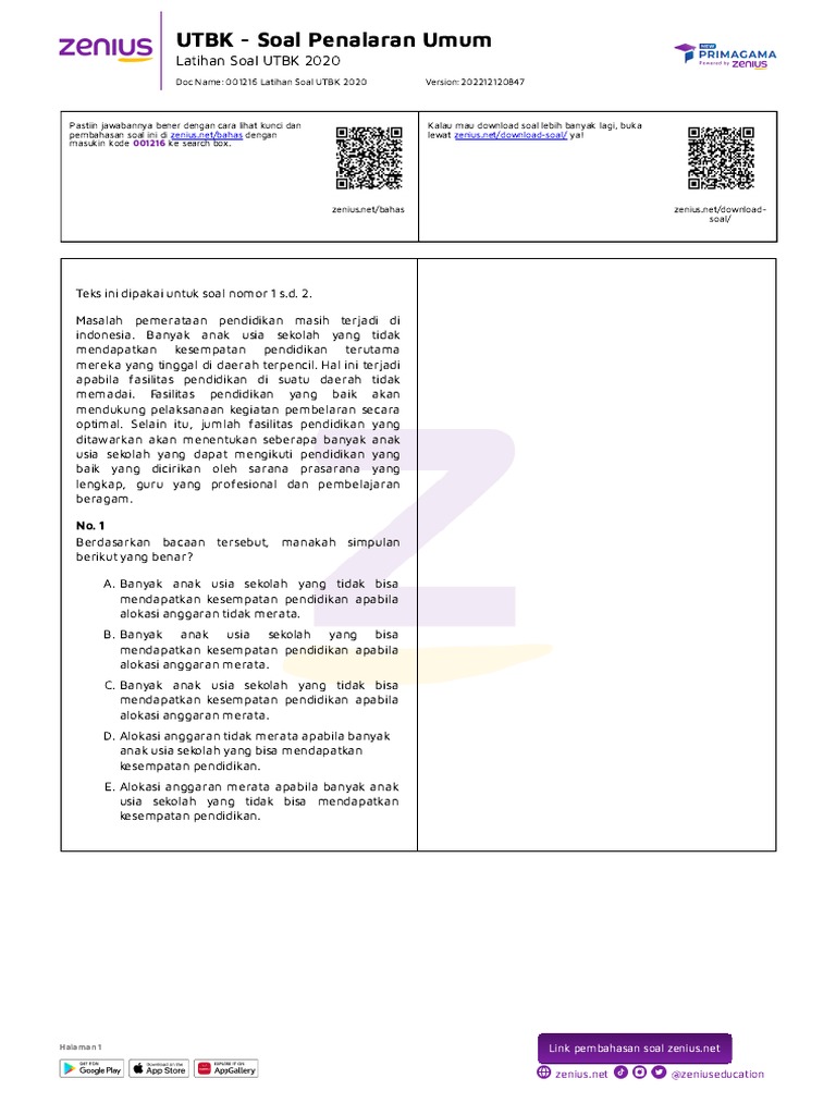 Latihan Soal UTBK 2020 | PDF