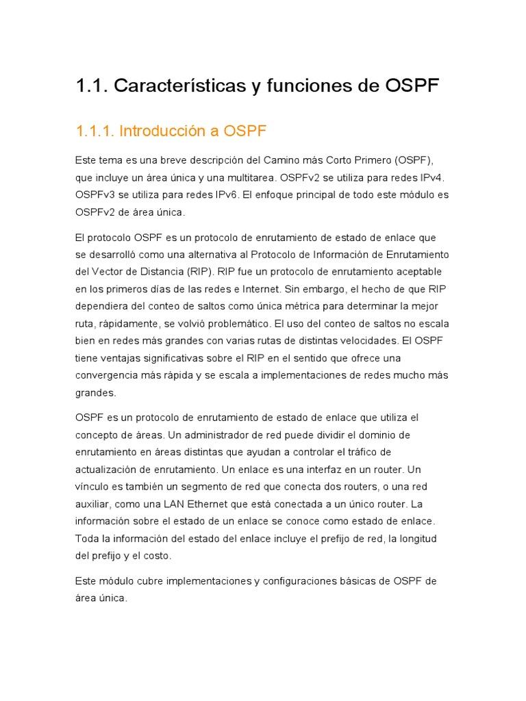 OSPF Una Sola Area | PDF | Enrutador (Computación) | Yo Pv6