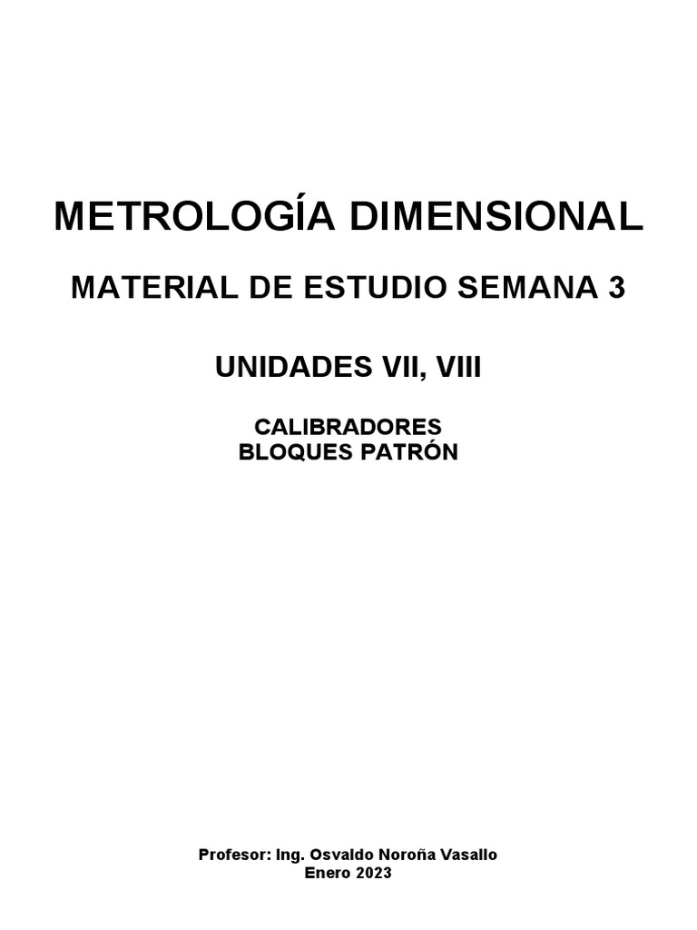 Semana 3 Metrología Dimensional - Material de Estudio-Unidades Vii y Viii | PDF