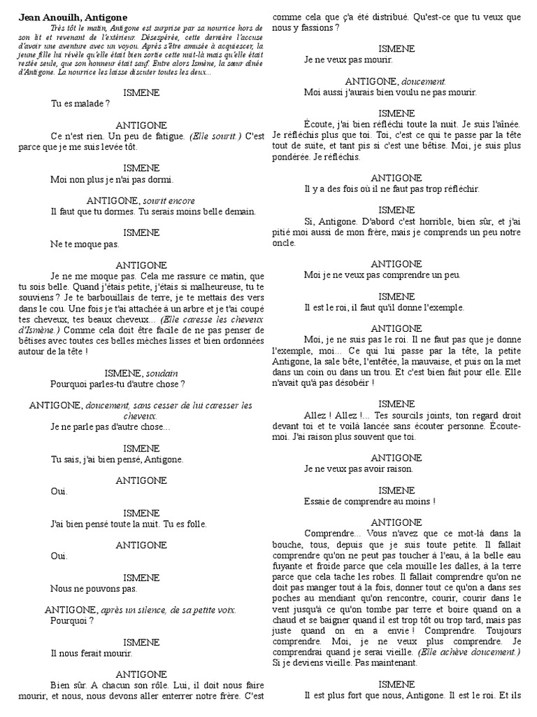 3e Antigone Questionnaire Antigone Ismene | PDF